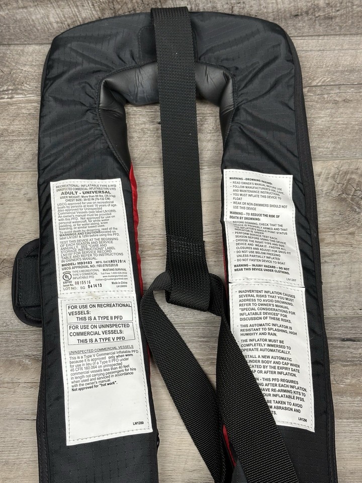 Mustang Survival Inflatable Life Vest with HIT Model MD3183 | eBay