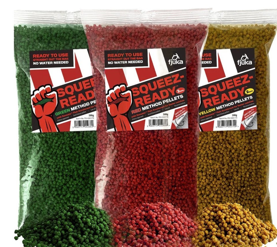 Fjuka Squeez-Ready Coloured Method Pellets -All Colours & Weights ...