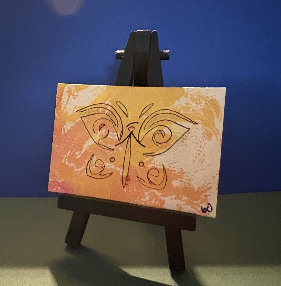 ACEO Cosmic Butterfly Dawn Morning Angel Clouds Flower Garden Linda's ...