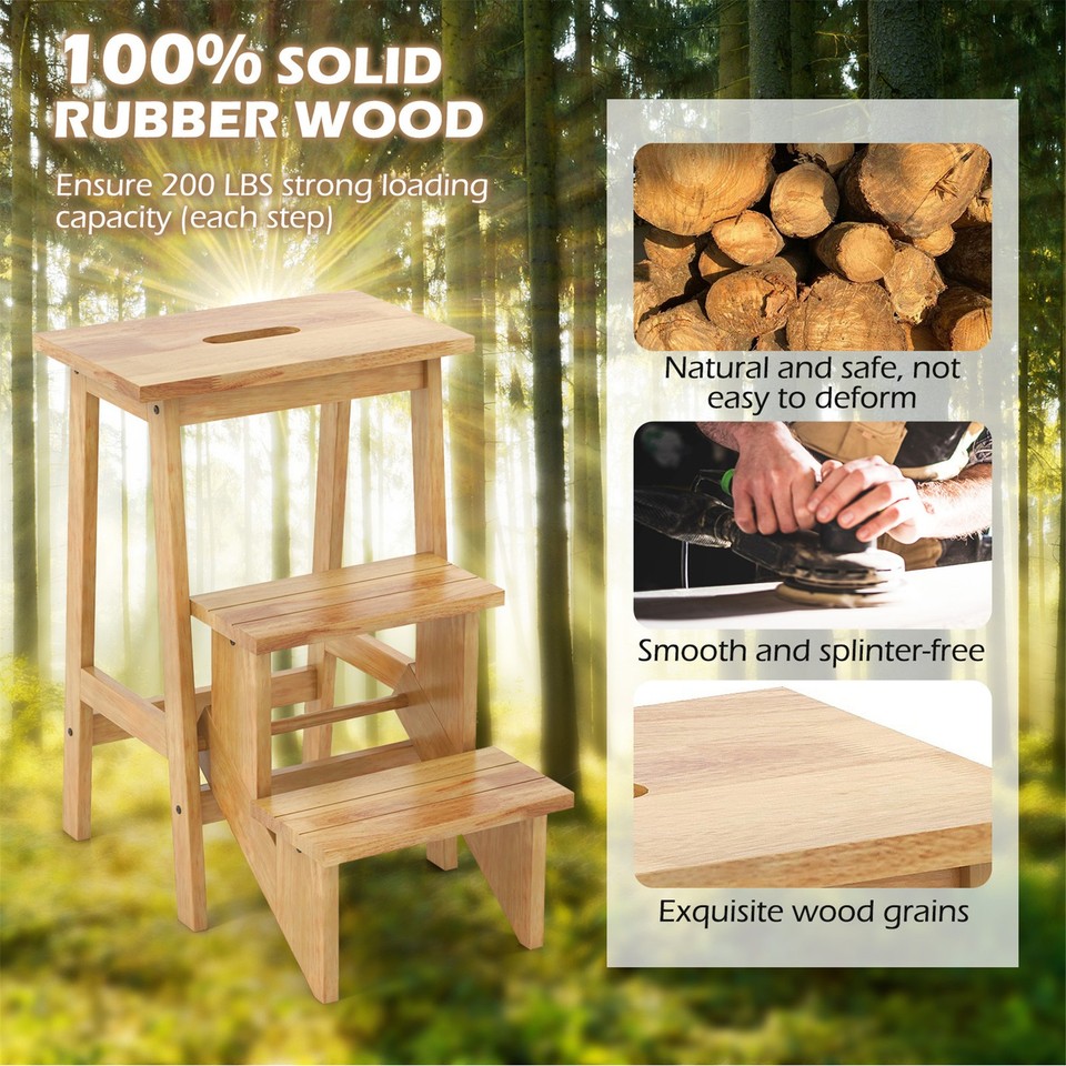 Multi-function 3 Tier Step Stool 3 in 1 Folding Ladder 24'' Storage ...