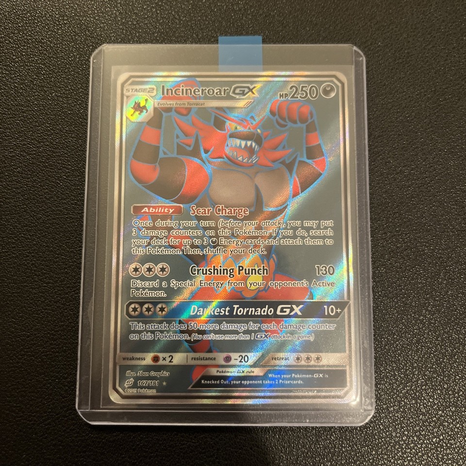 Pokemon Card Incineroar GX 167/181 Team Up Full Art Ultra Rare Holo ...