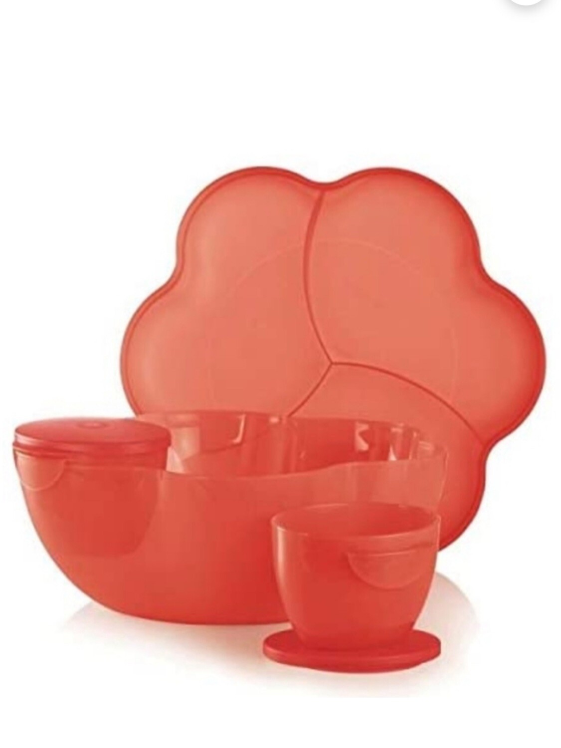 NEW TUPPERWARE Red chip N dip set Bowl container serve party host ...
