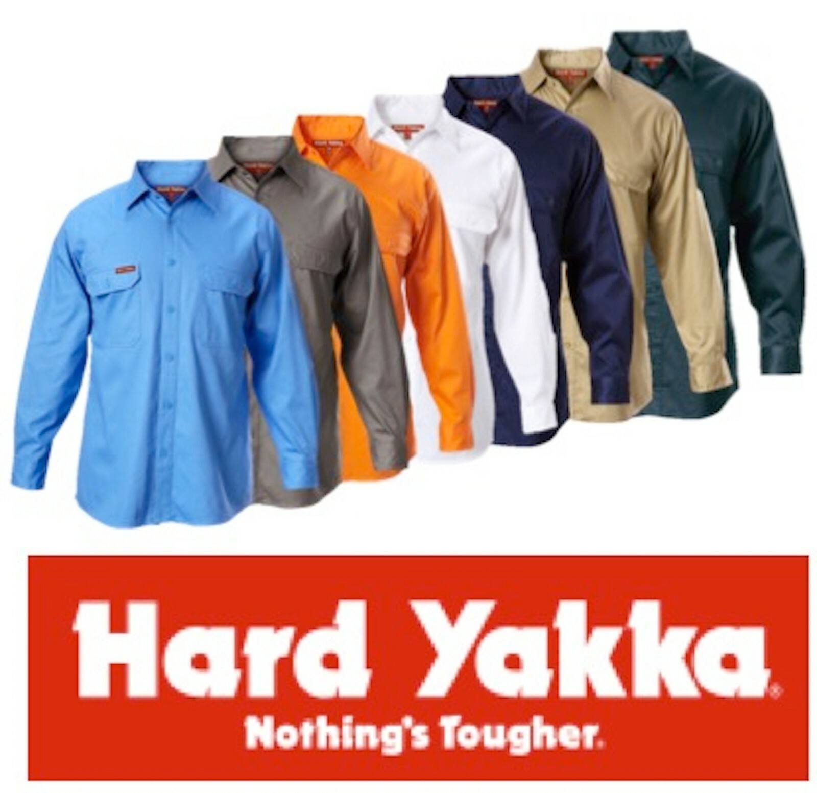 HARD YAKKA - MENS LONG SLEEVE 100% COTTON DRILL WORK SHIRTS - Y07500 | eBay