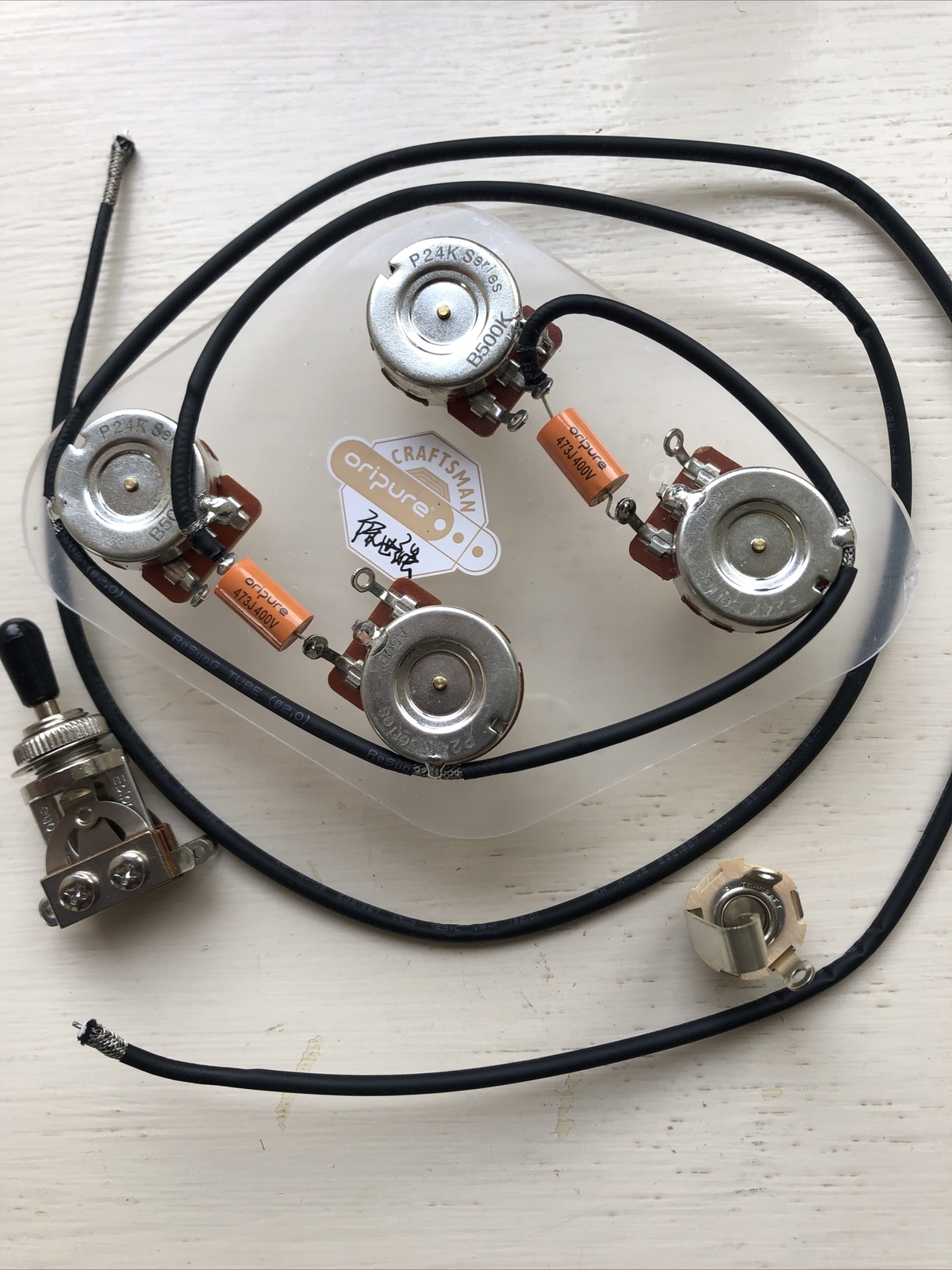 LP/SG Premium Prewired Wiring Harness Kit 2T2V 500k, S/Craft Jack, 3 ...