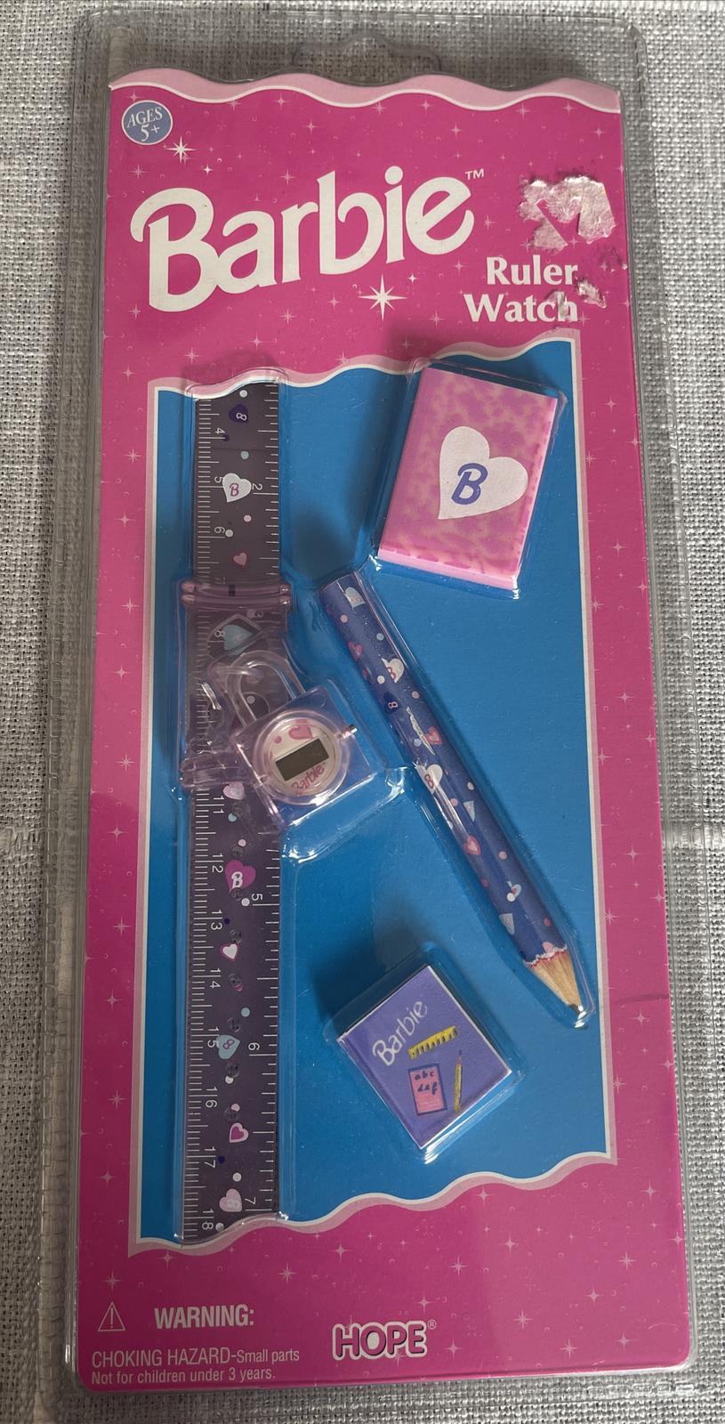VINTAGE 1997 MATTEL BARBIE DOLL RULER WATCH W/ LOCK NOS STOCKING ...