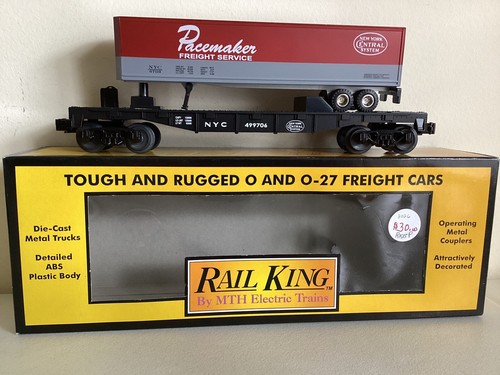 MTH 30-7608 O Gauge New York Central Pacemaker Flatcar with Trailer ...