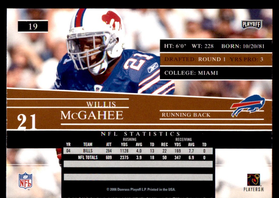 2006 Playoff Prestige #19 Willis McGahee Buffalo Bills | eBay