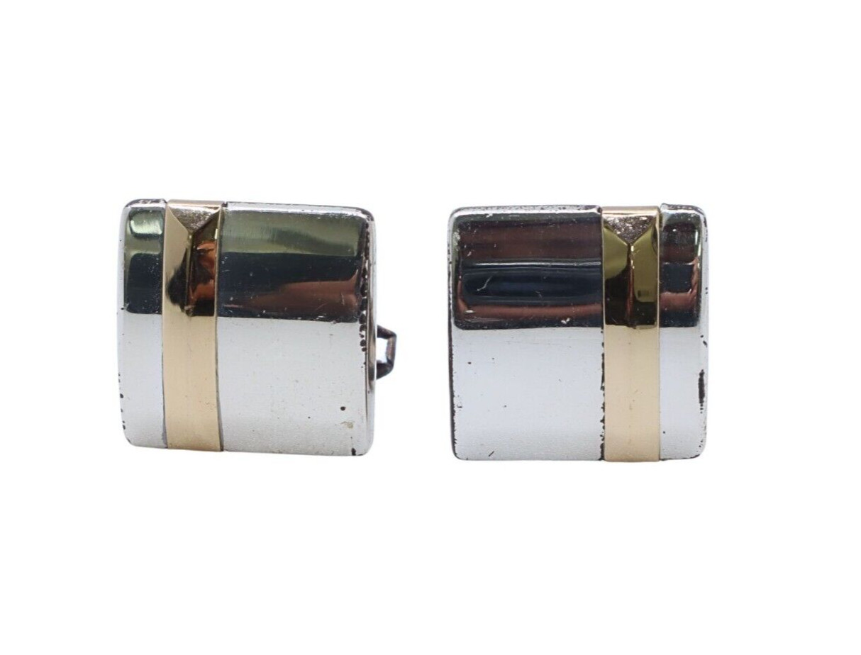 925 Sterling Silver & Gold Plated Men's Square Cuffli… - Gem