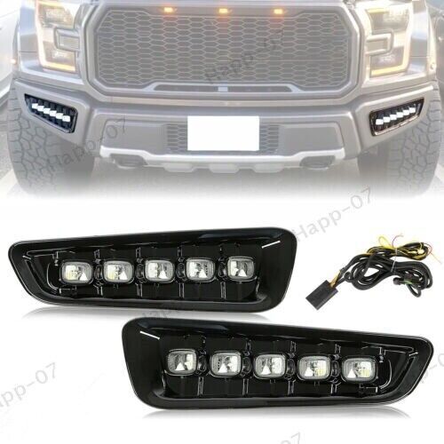 For Ford F-150 Raptor 2016- 20 F150 LED DRL w/ Turn Signal Fog Light ...