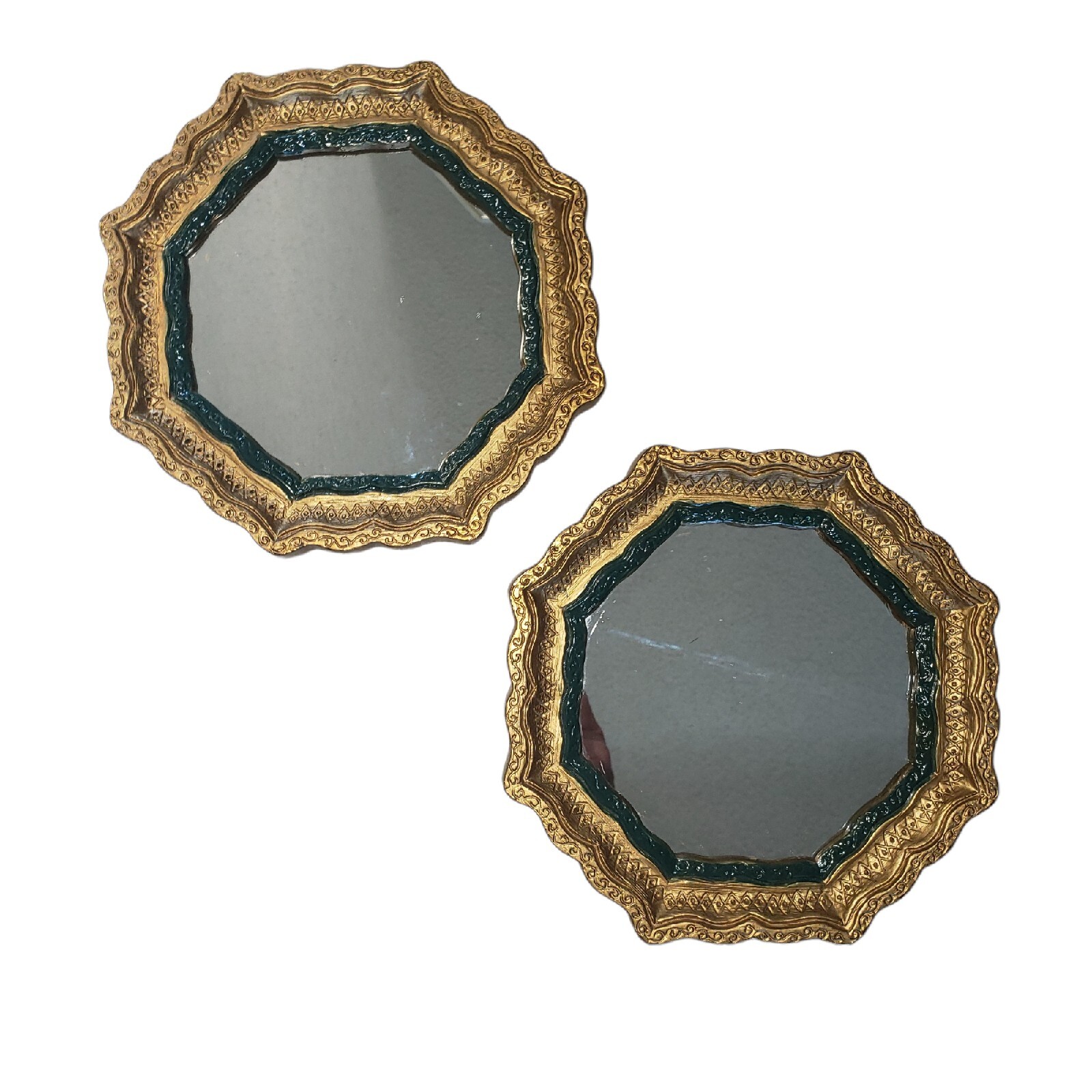 Vtg Two MCM Gold Hollywood Regency Octagon Syroco Homco Type Decor ...