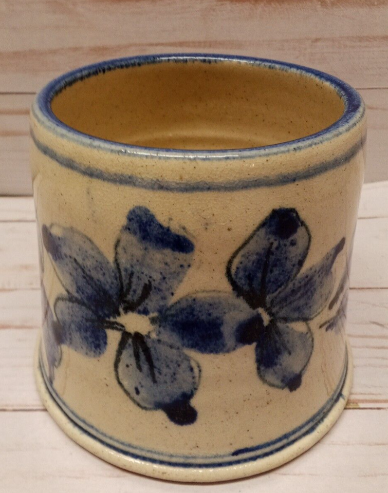 VINTAGE POLLY POTTERY BLUE STONEWARE BUTTER KEEPER: BOULDER, CO | eBay