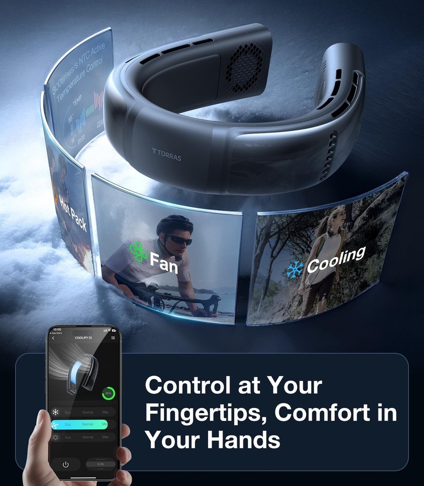 TORRAS COOLiFY 2S Neck Fan [2025 Upgraded], 28H Extended Battery Life, Neck F... | eBay