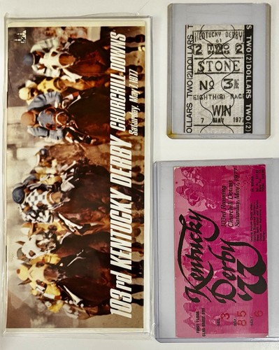1977 KENTUCKY DERBY PROGRAM, WIN TICKET, TICKET STUB, SEATTLE SLEW ...