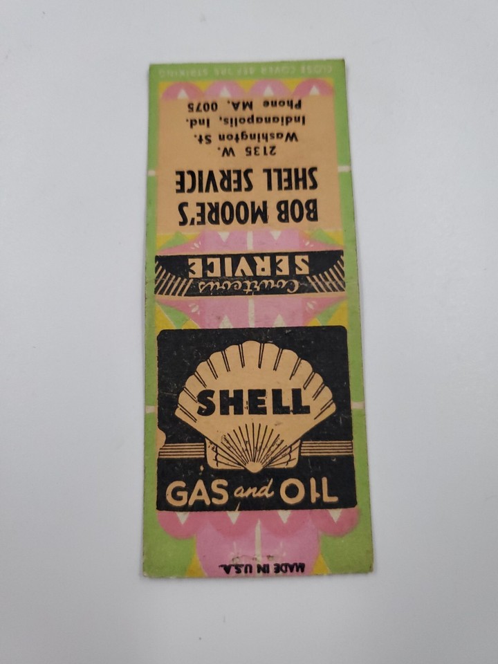 Bob Moore's Shell Station Indianapolis Indiana Matchbook Cover | eBay