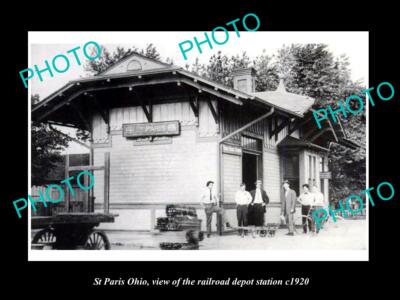 OLD 8x6 HISTORIC PHOTO OF St PARIS OHIO THE RAILROAD DEPOT STATION ...