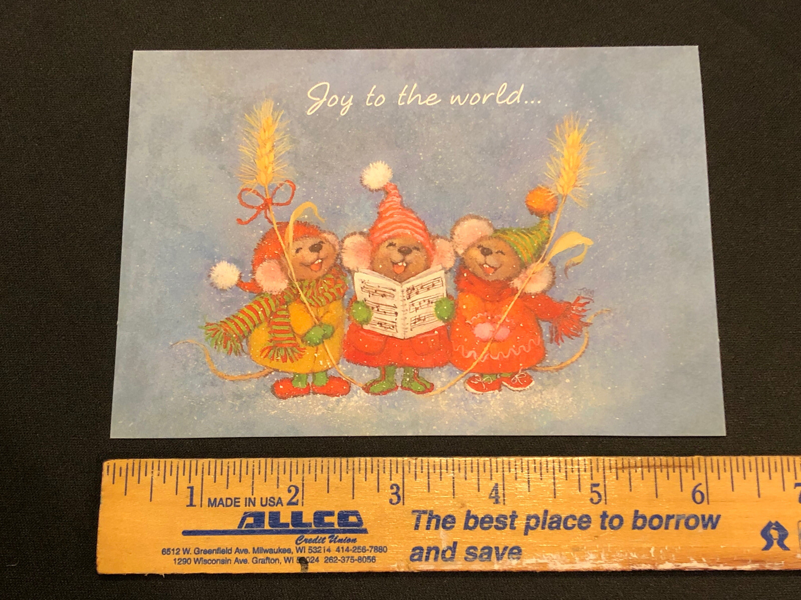 Vintage Hallmark Christmas Card Singing Mouse Caroling Mice ~ Unused w ...