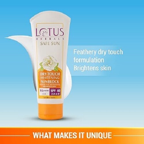 Lotus Herbals Sun Dry Touch Whitening Sunscreen Cream SPF 40 PA+++, UVA ...
