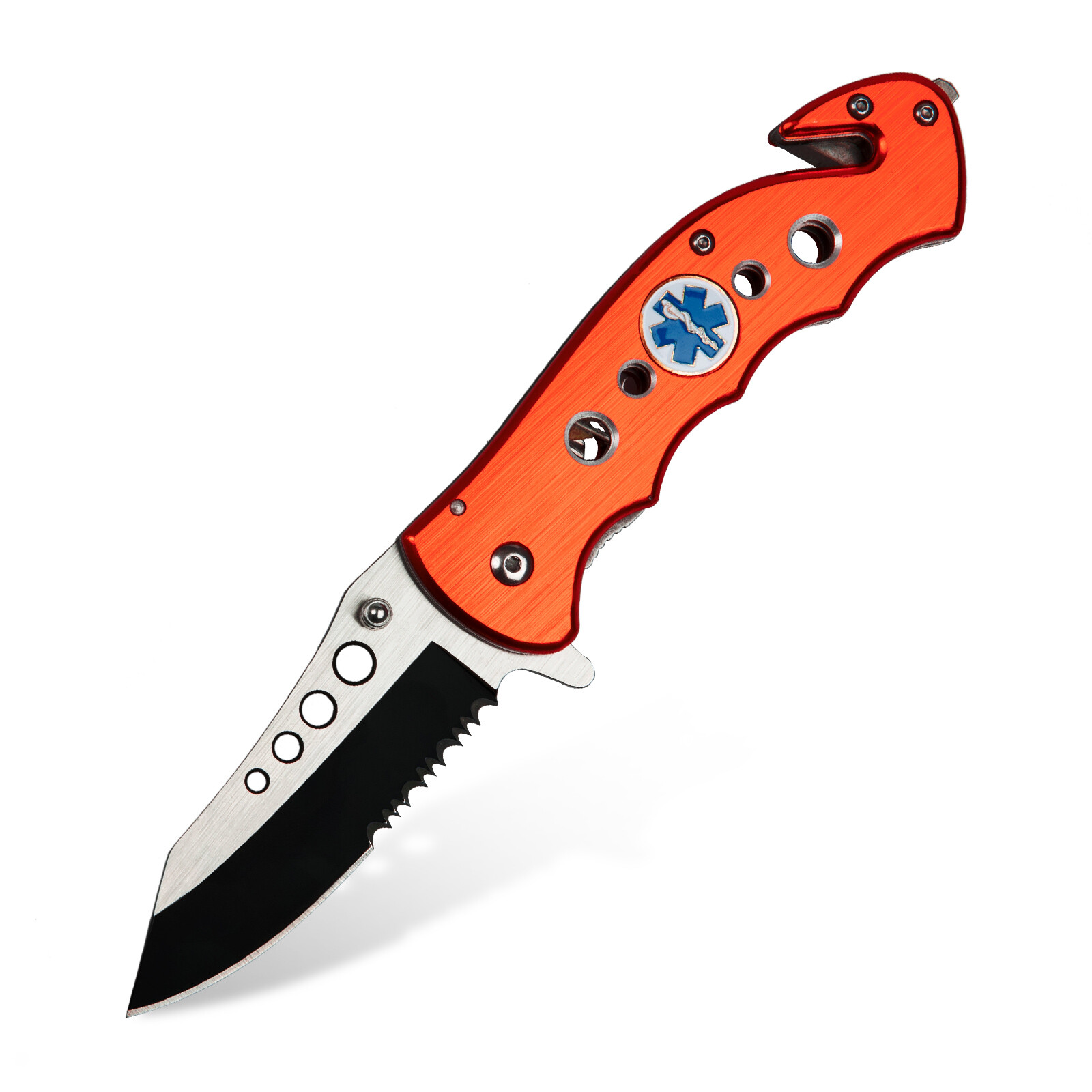 7.8" Survival Knife Folding Knife w/ Rope Cutter Glass Breaker EDC ...