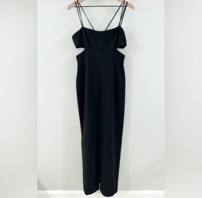 Tahari Cut Out Detail Slit Front Full Length Gown Black Size 10 | eBay