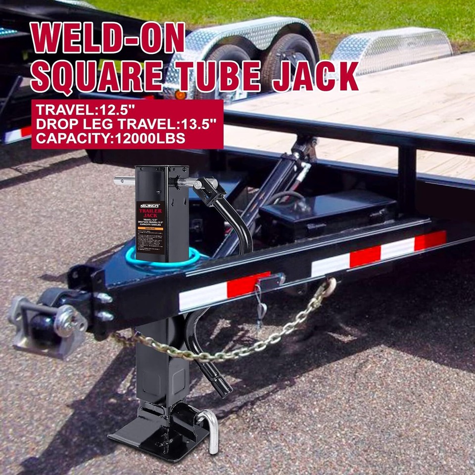 Heavy-Duty Drop Leg 12k Trailer Jack - 12000 lbs Side Pull pin Wind ...