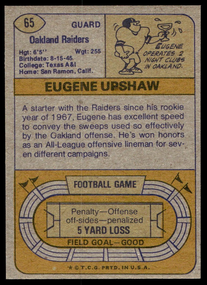 1974 Topps Eugene Upshaw #65 C1 | eBay