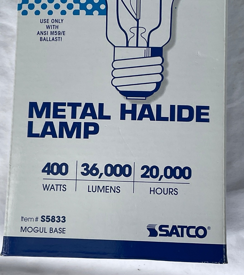 Satco HyGrade 400W S5884 Metal Halide ED37 Bulb / Lamp Protected Pulse ...