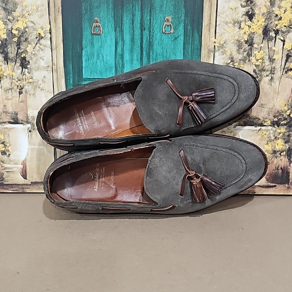 RARE 1990 ALLEN EDMONDS Gray SUEDE ACHESON TASSEL LOAFER SLIP-ON ...