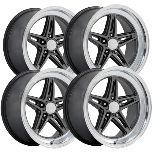 (Set of 4) Staggered American Racing Groove 18" 5x4.75" Gunmetal Wheels ...