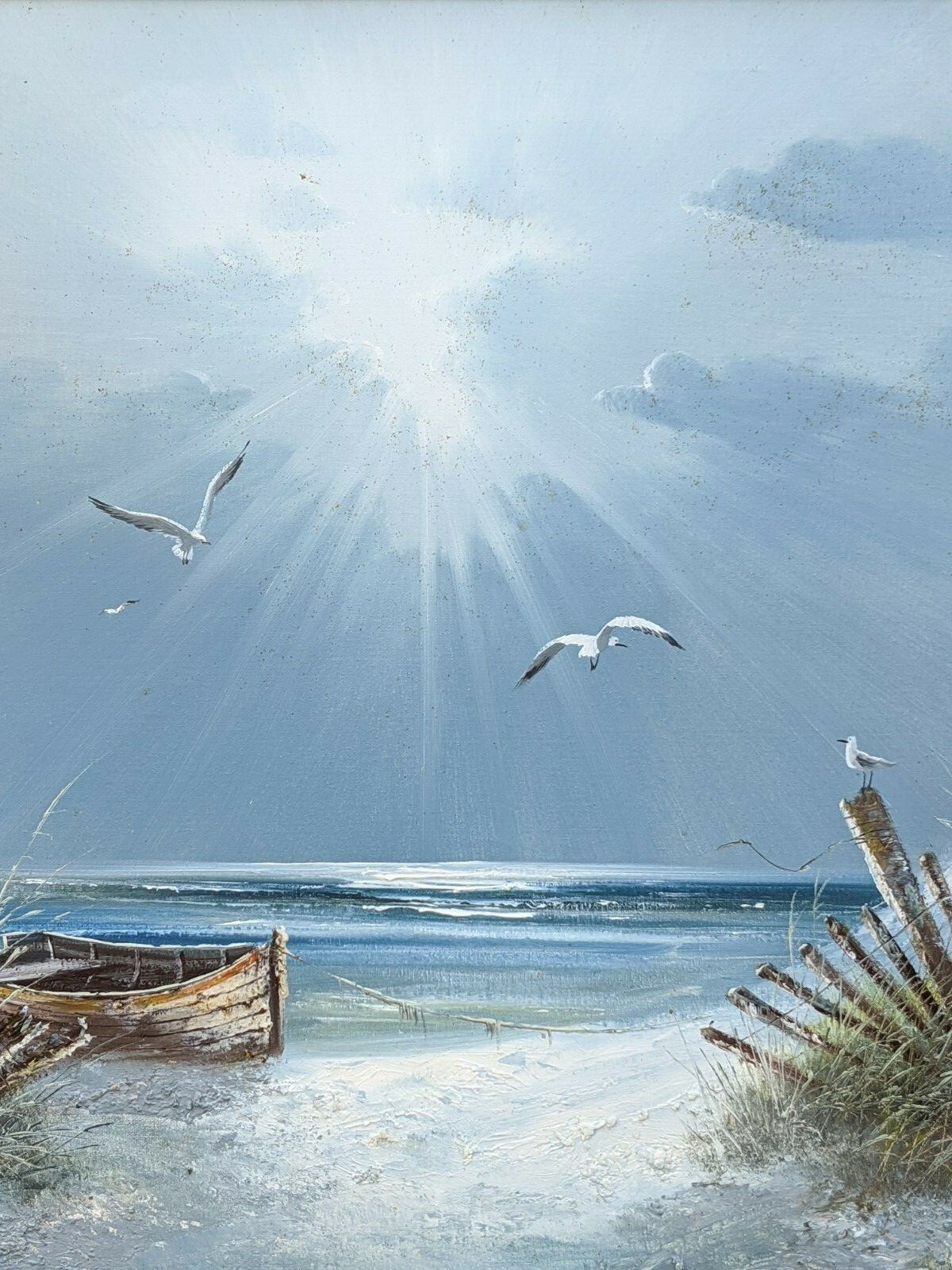 Philip Sandee Signed 36 x 24" Original Oil on Canvas Painting Beach ...