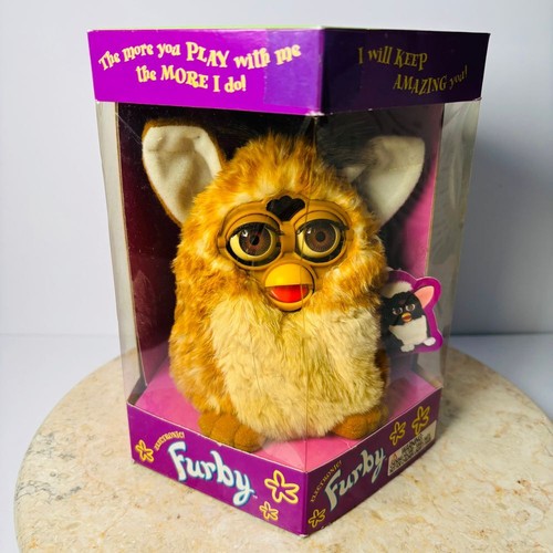 NIB Sealed Electronic Furby Toy Tan Body White Stripes Giraffe Gray ...