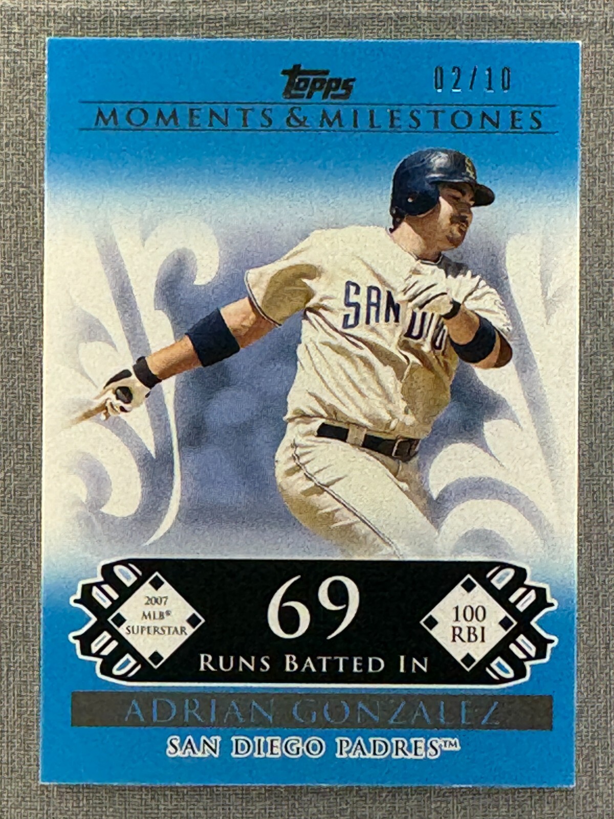 2008 Topps Moments & Milestones Adrian Gonzalez #106 RBI's 069/100 Blue ...