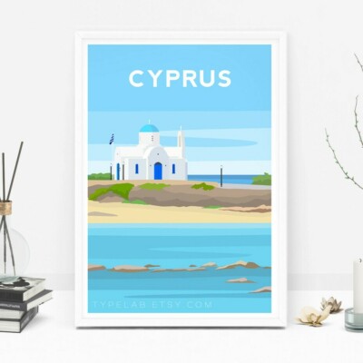 Cyprus Art Print, Protaras Cyprus Travel Poster, Wall Art Original ...