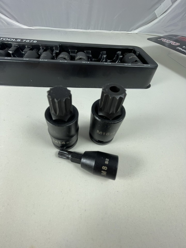 Triple Square 12pc Master Spline Bit Socket Set S2 Steel Splines 1/4 3/ ...