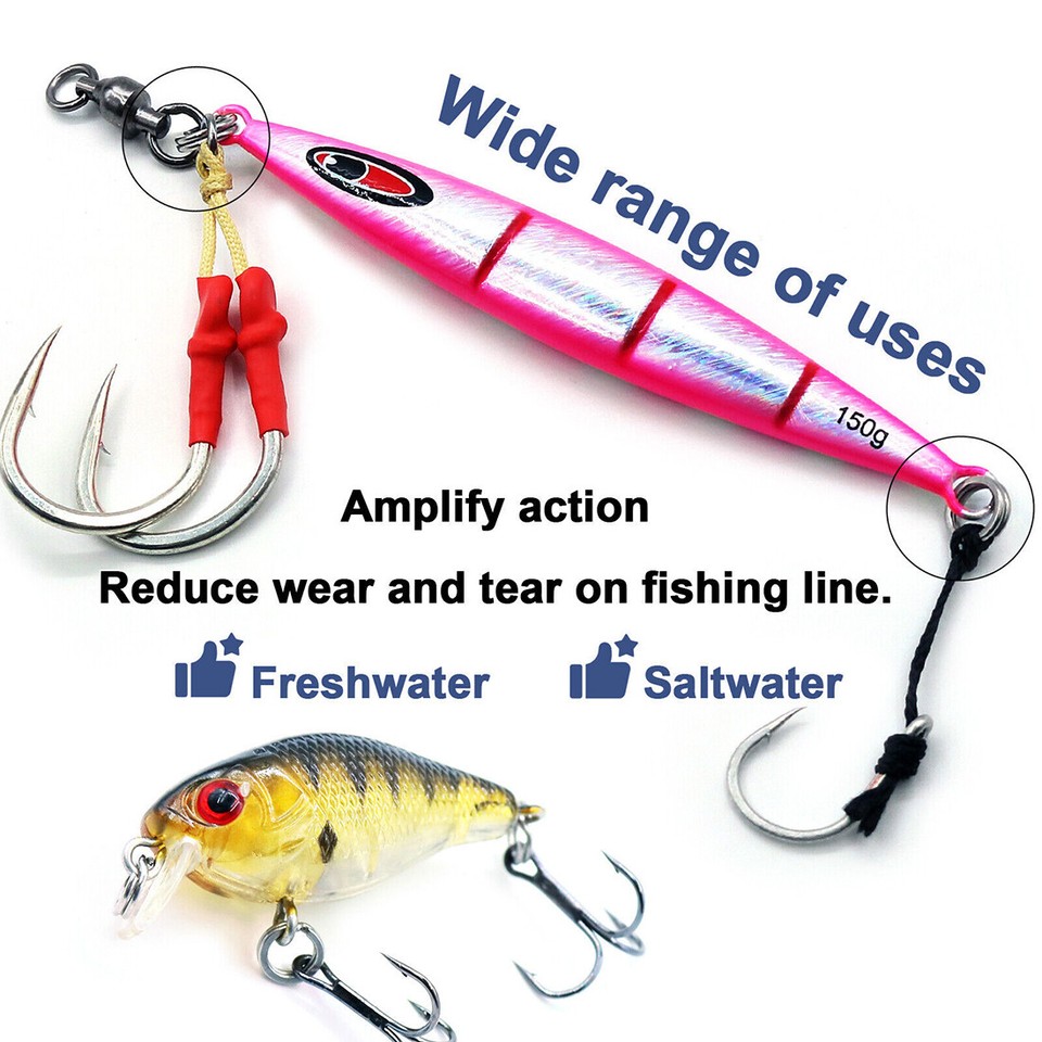 50~200Pcs Fishing Split Ring Stainless Steel Saltwater Treble Hooks ...