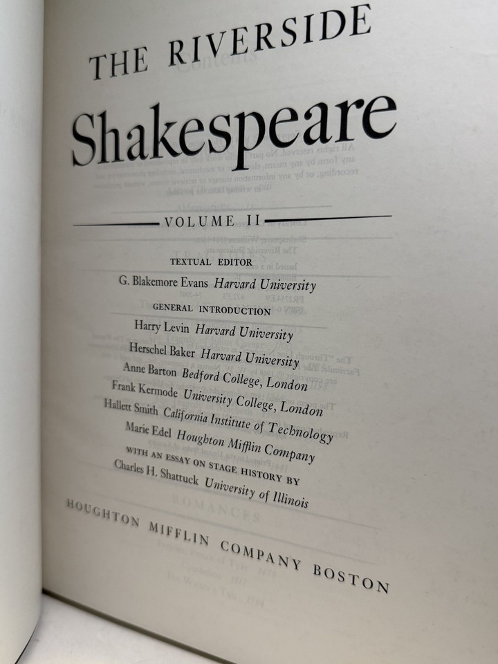 THE RIVERSIDE SHAKESPEARE -Complete Works in 2 Volumes Slipcased Red ...