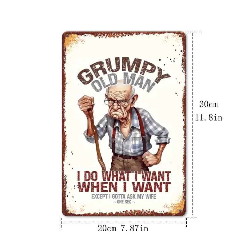 Grumpy Old Man Metal Sign Decorative Funny Vintage Look 7.8 x 11.8in | eBay