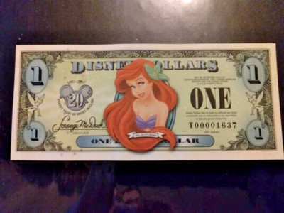 RARE Disney Dollar 2007 $1 Series T Ariel Little Mermaid "4 Digit ...