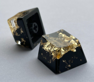 Black & Gold Key Cap Artisan KeyCap Gold Glossy OEM Profile Cherry MX ...