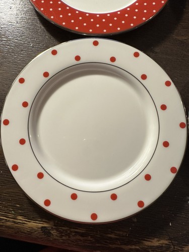 4 Kate Spade Lenox Larabee Road Red Polka Dot 5.75" Tidbit/Appetizer ...