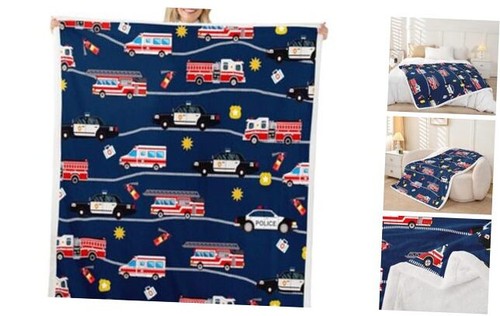 Fire Truck Car Sherpa Blanket Firefighter Fleece Throw Blanket Twin ...