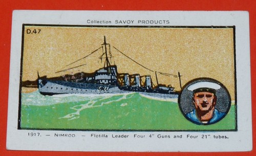 SAVOY PRODUCTS CARD 1928 FAMOUS BRITISH BOATS #47 HMS NIMROD MARINE ...