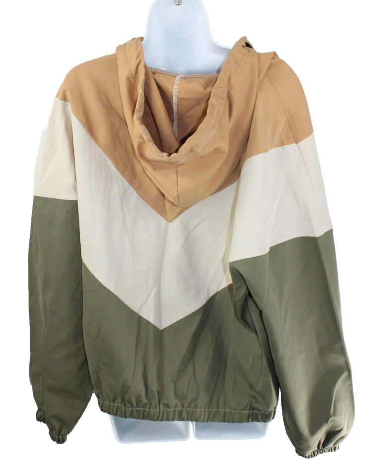 Wind Breaker Jacket Green White and Yellow Size XL Hooded Jacket Zip Up ...