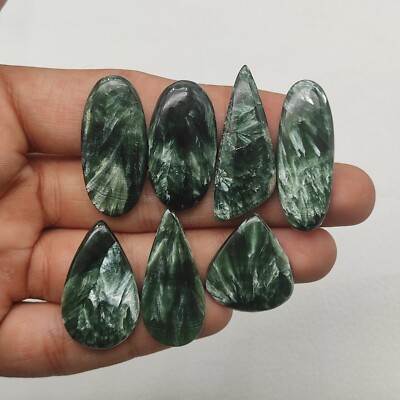 Verde Natural Blanco Seraphinite Cabujón 7pcs Al por Mayor Suelto Gema ...