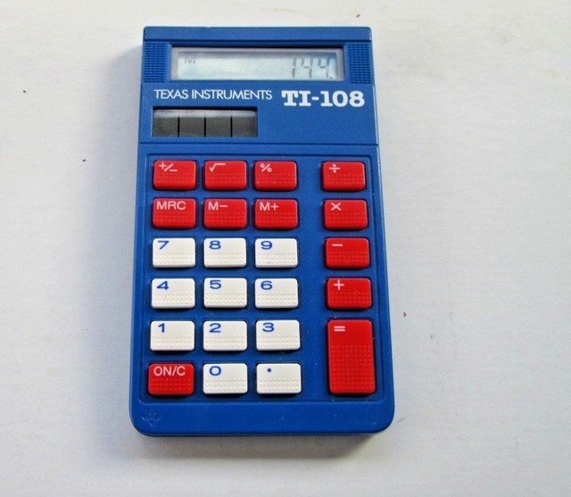 Texas Instruments TI-108 Basic Calculator Blue colored vintage ...