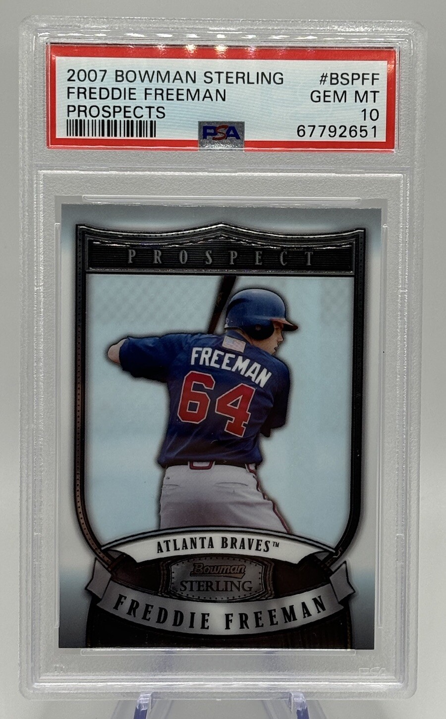 Freddie Freeman 2007 Bowman Sterling Prospects #BSPFF RC Rookie PSA 10 ...