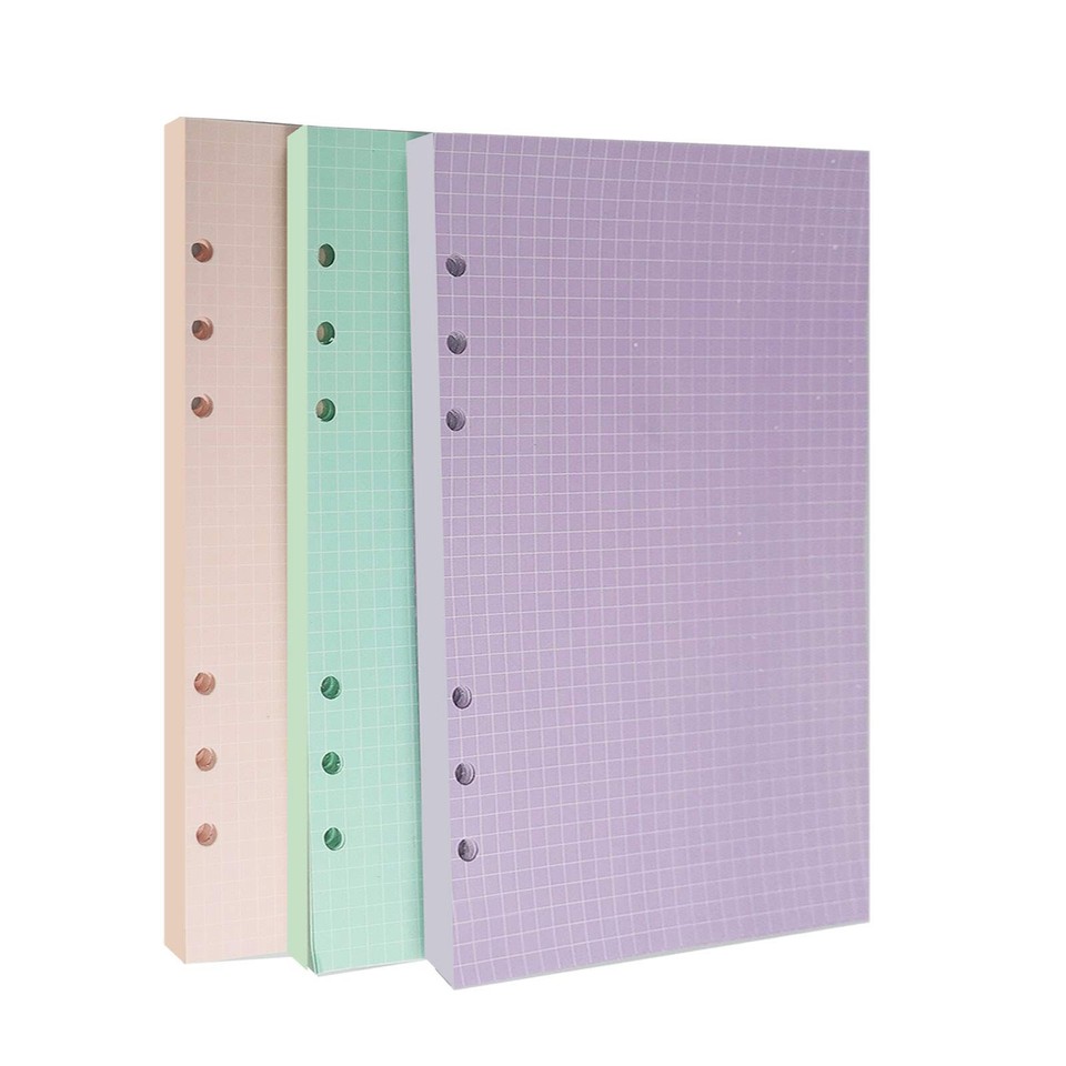 A5 Refills Paper, 3 Pack 40 Sheets A5 Colorful Grid Binder Paper, 3 Pcs ...