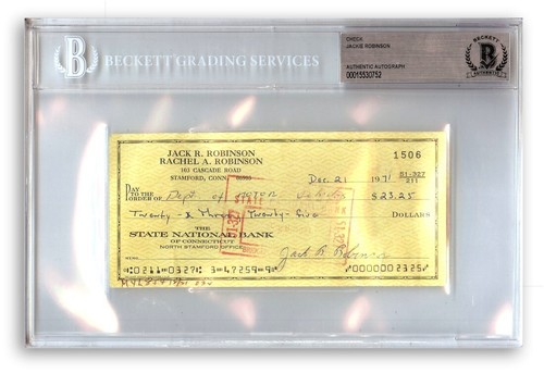 Jackie Robinson Signed Autographed Bank Check Brooklyn Dodgers 1971 BAS ...