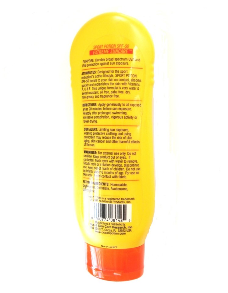 SC01 Ocean Potion NEW Sport Xtreme Sunblock Spf-50 Water Sweat ...