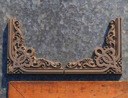 2x brass corner ornament bookbinding gilding bookbinder Art Nouveau ...