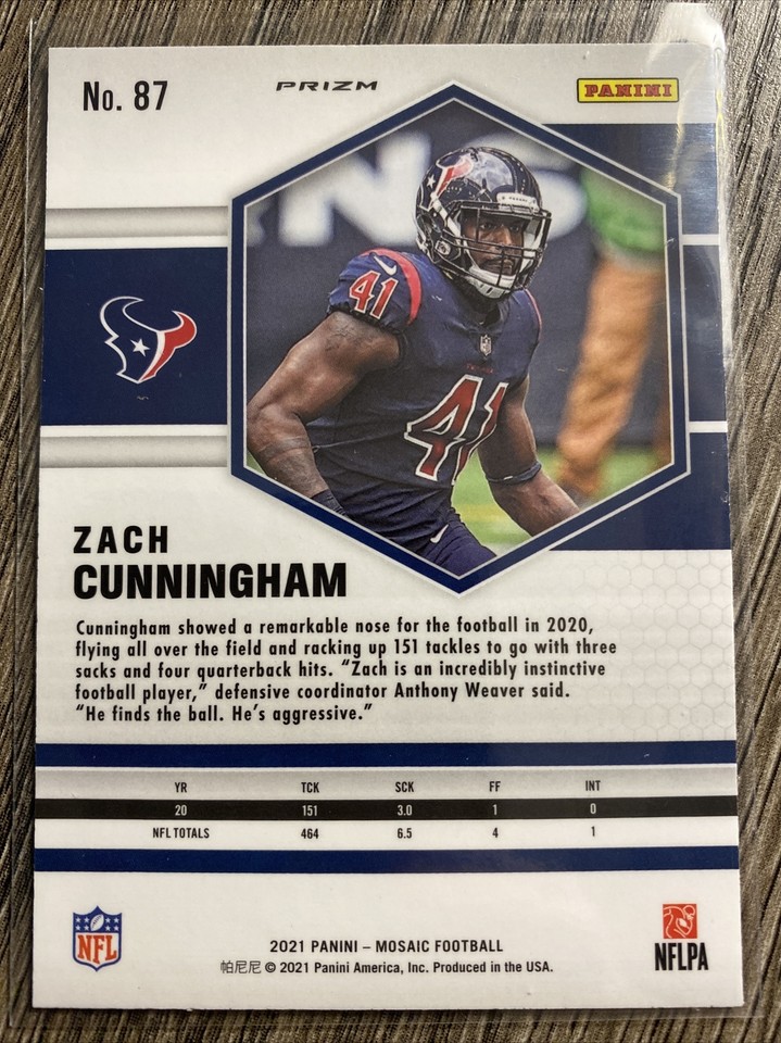 2021 Panini Mosaic Zach Cunningham Orange Reactive Prizm Houston Texans ...